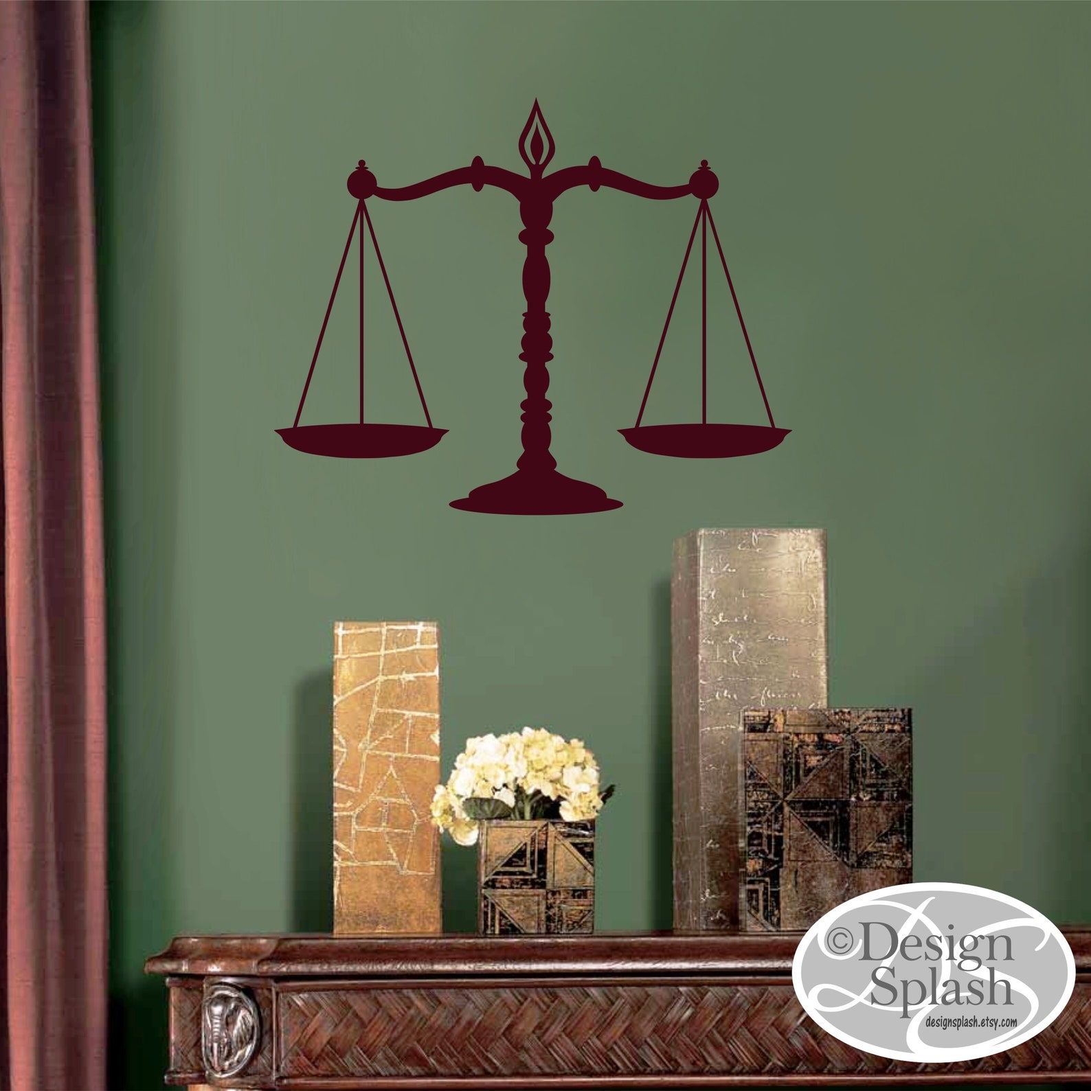 SCALES of JUSTICE Vinyl Wall Decal, Courtroom Wall, Lawyer Decal ...