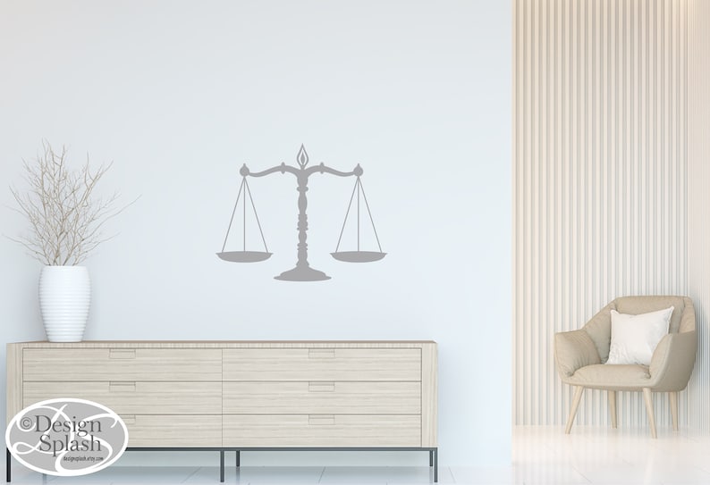 SCALES of JUSTICE Vinyl Wall Decal, Courtroom Wall, Lawyer Decal ...