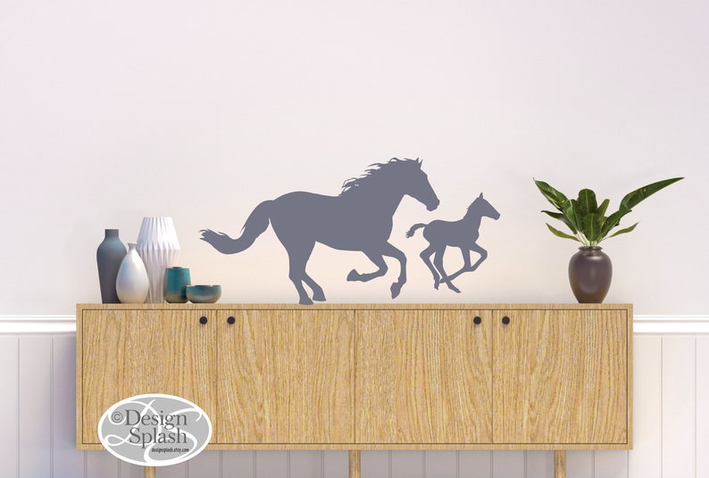 Horses Vinyl Wall Decal, Mare and Foal Sticker, Farm Animal Decor ...