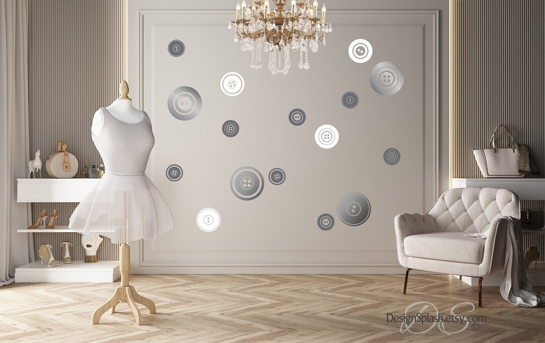 16 Cute Buttons Wall Decal Set, Craft Room, Sewing Room Decor S-114 - Etsy