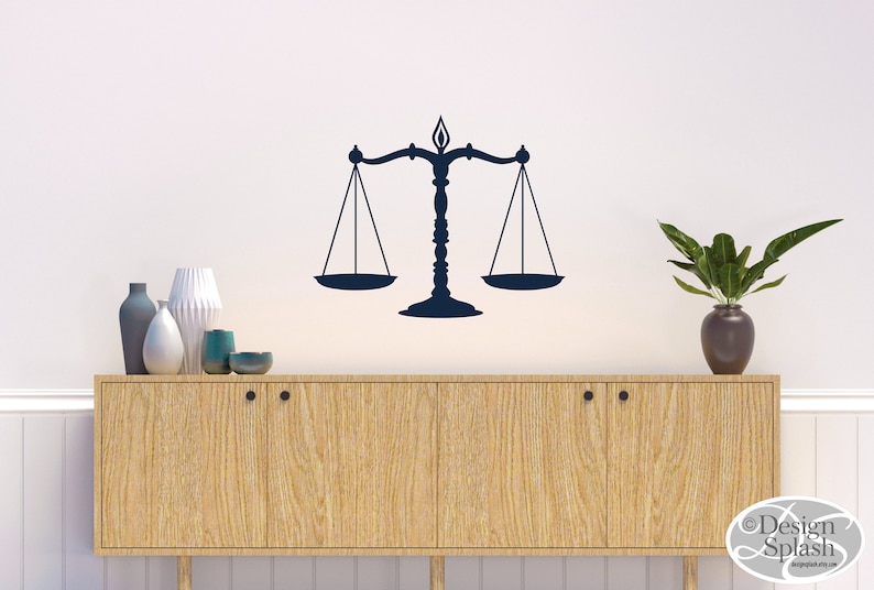 SCALES of JUSTICE Vinyl Wall Decal, Courtroom Wall, Lawyer Decal ...