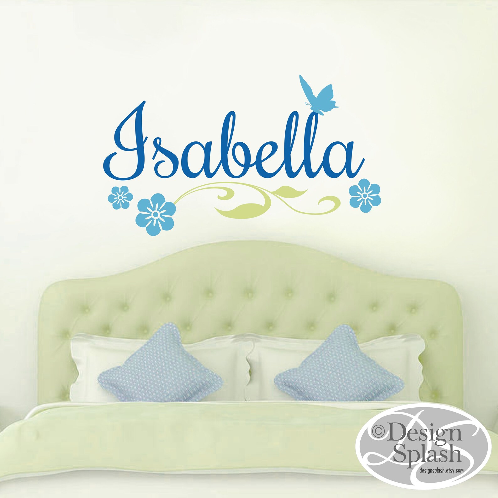 Baby Girl Name Teen Tween With Flowers & Butterfly Wall Decal Wall ...