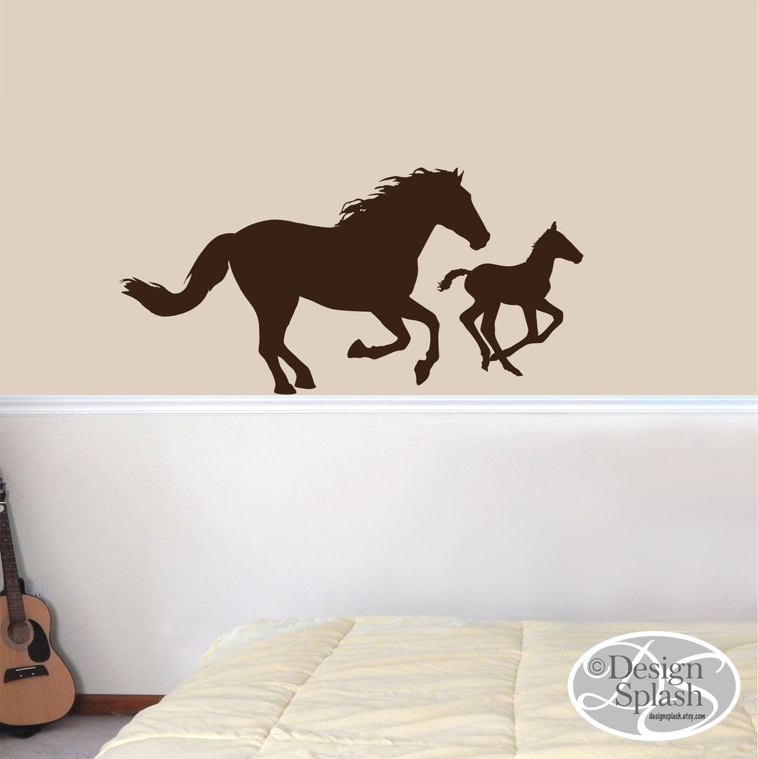 Horses Vinyl Wall Decal, Mare and Foal Sticker, Farm Animal Decor ...