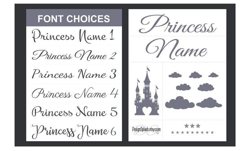 Princess Castle With Personalized Girl's Name, Stars and Clouds Wall ...