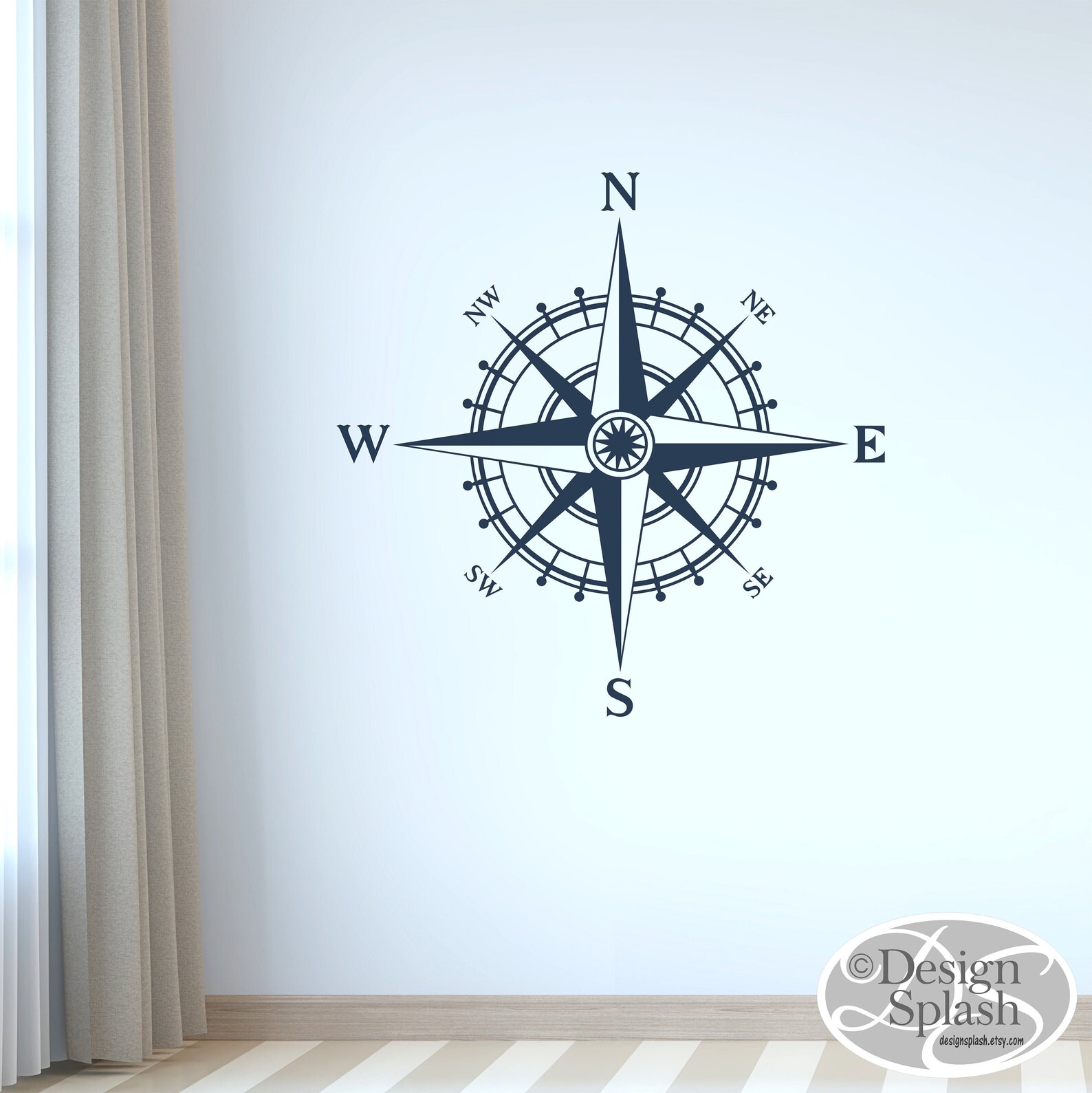 Vinyl NAUTICAL COMPASS Rose 2 Wall Decal S-112 | Etsy