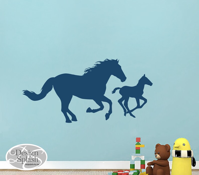 Horses Vinyl Wall Decal, Mare and Foal Sticker, Farm Animal Decor ...