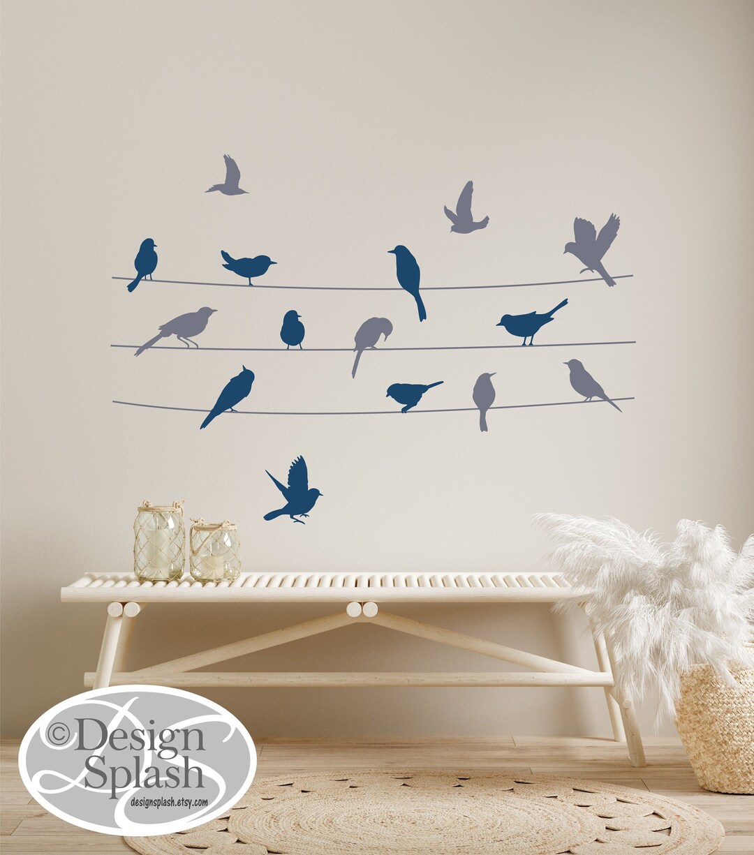 Birds on a Line Vinyl Wall Decal Set A-112 - Etsy
