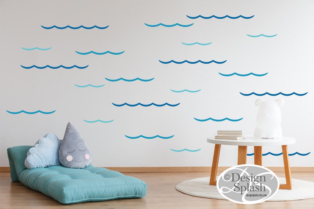 Waves Decals, Beach Decor, Kid's Surf Room Wall Art, Beach Den ...