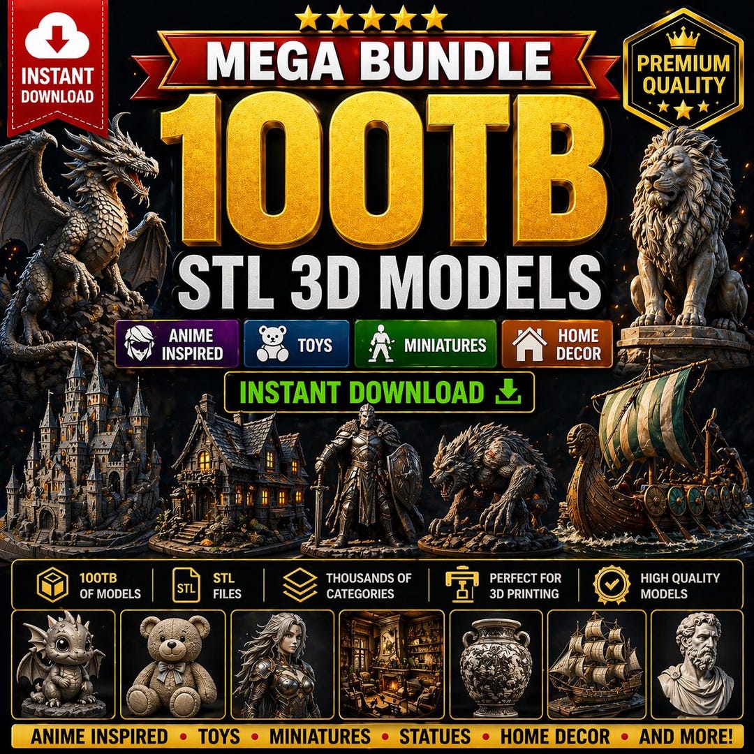 100TB STL 3D Models Mega Bundle | Anime, Toys, Miniatures, Home Decor ...