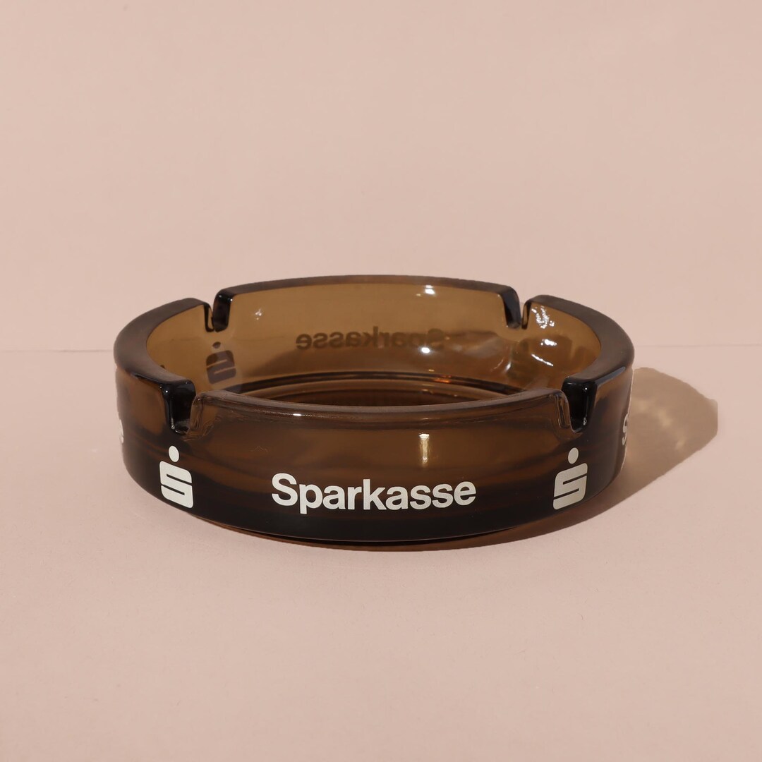 Vintage Sparkasse Bank Brown Ashtray, Vintage Glass Ashtray - Etsy