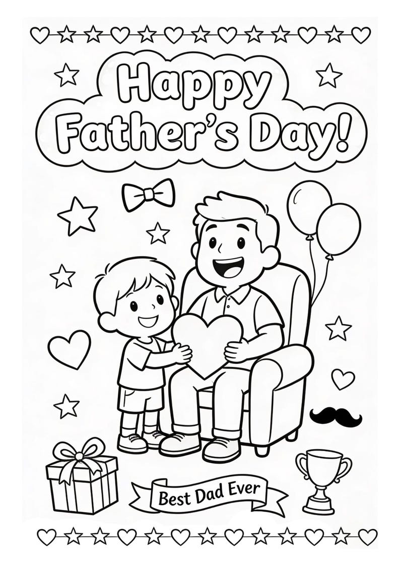 Father’s Day Coloring Book for Kids - Etsy Ireland