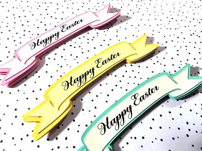 Happy Easter Banner, Die Cut, Confetti, Card Topper, Scrapbook ...