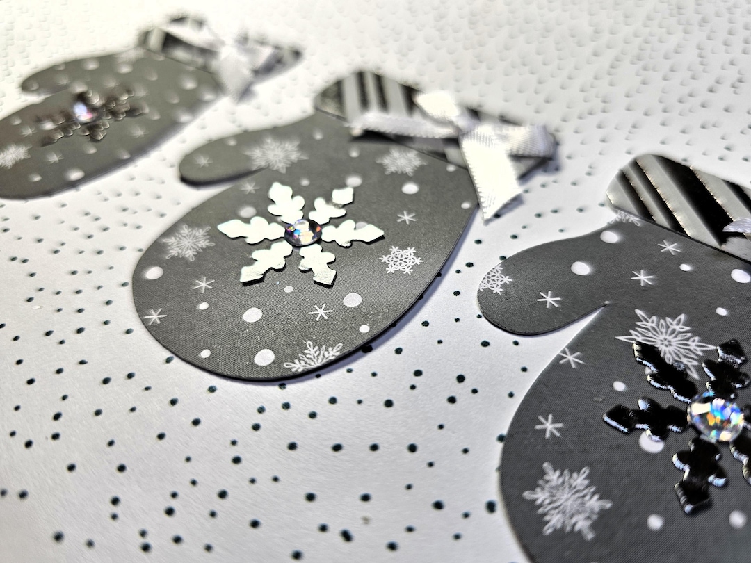 Handmade Christmas Mitten Embellishments: Snowflake Card Toppers, Set ...