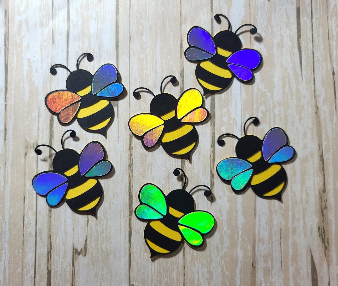 Handmade Bee Embellishments: Holographic Foil Wings, Card Toppers (set ...