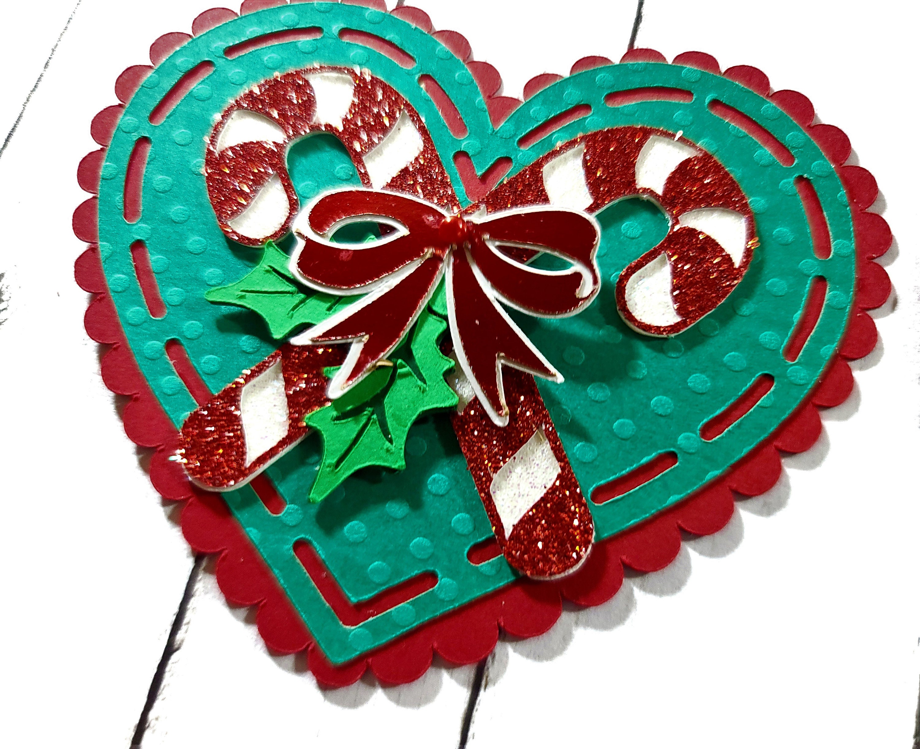 Hearts and Candy Canes Christmas Embellishment Tag Cupcake - Etsy
