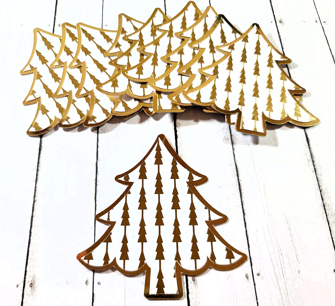 Gold Christmas Tree Embellishments: Plaid Scrapbook Card Tags - Etsy