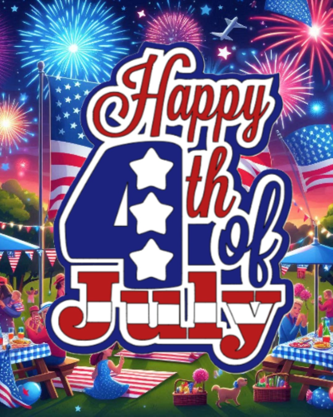 Happy 4th of July Title, Scrapbook Embellishments, Card Topper, 4th of ...