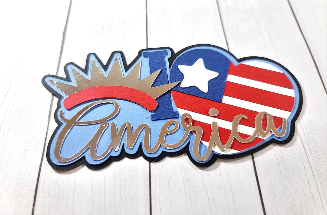 Patriotic I Love America Embellishment, Scrapbook Embellishment ...