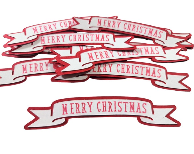 Merry Christmas Banner, Christmas Die Cuts, Card Topper, Scrapbook ...
