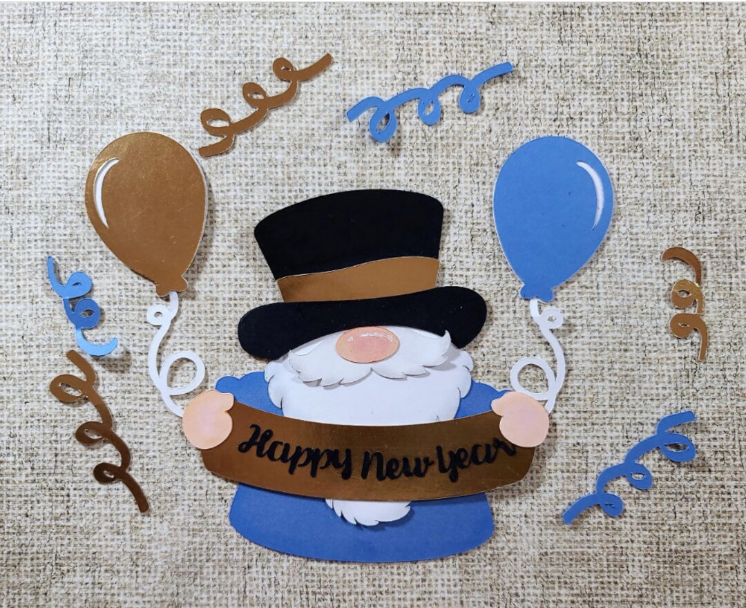 Happy New Year Gnome Scrapbook Embellichment Happy New Year - Etsy