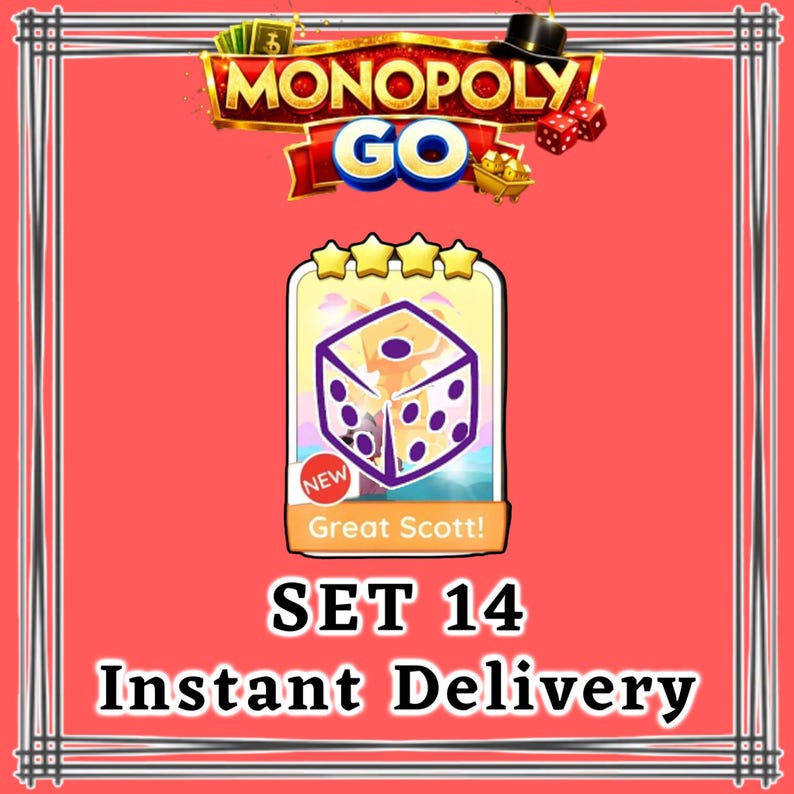 Monopoly Go Sticker Set 14: Scott! 4 Star (instant Delivery) - Etsy