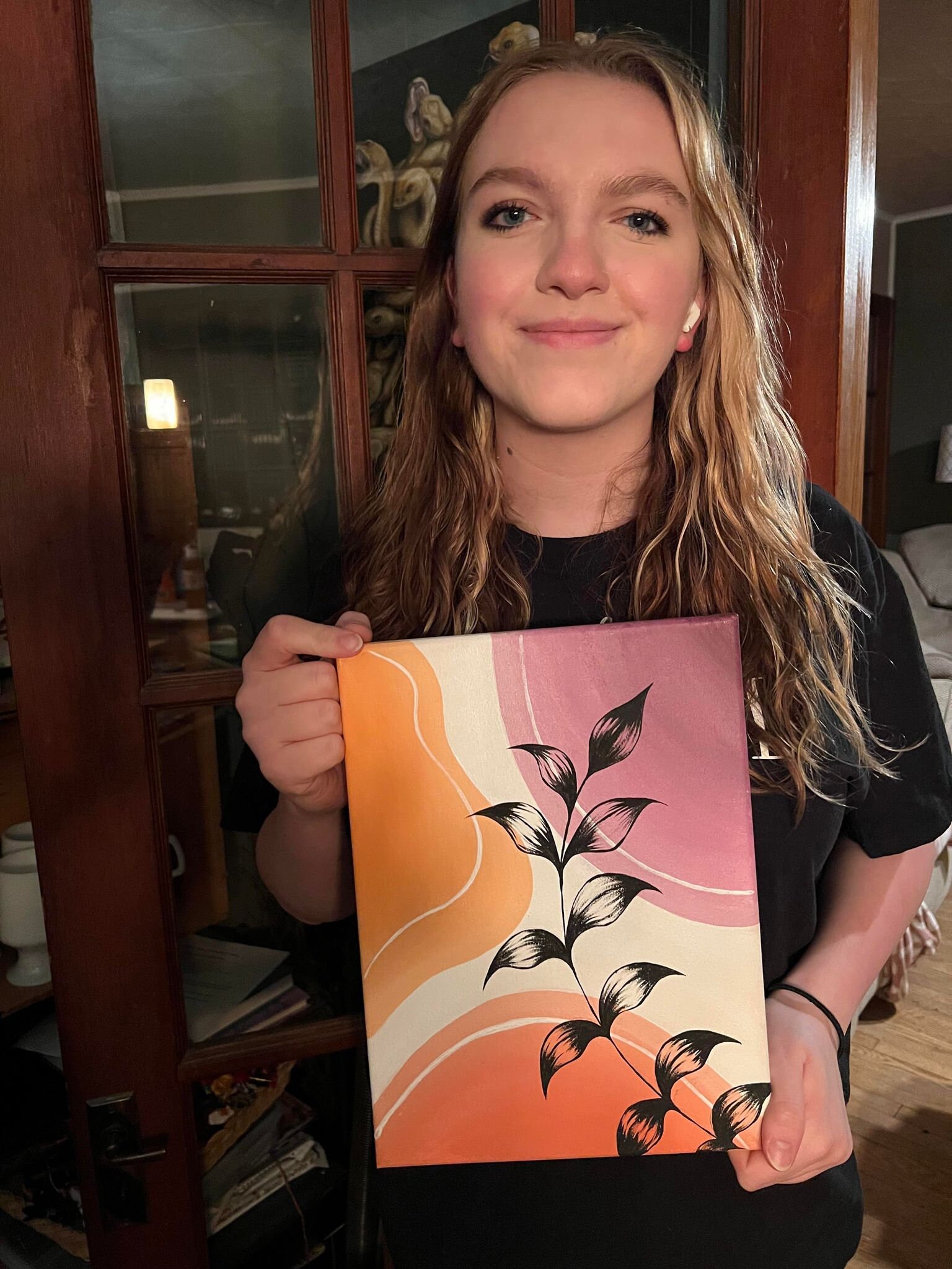 Original Abstract Plant Painting. Acrylic 9x12 Painting on Stretched Canvas by Ellie - Etsy