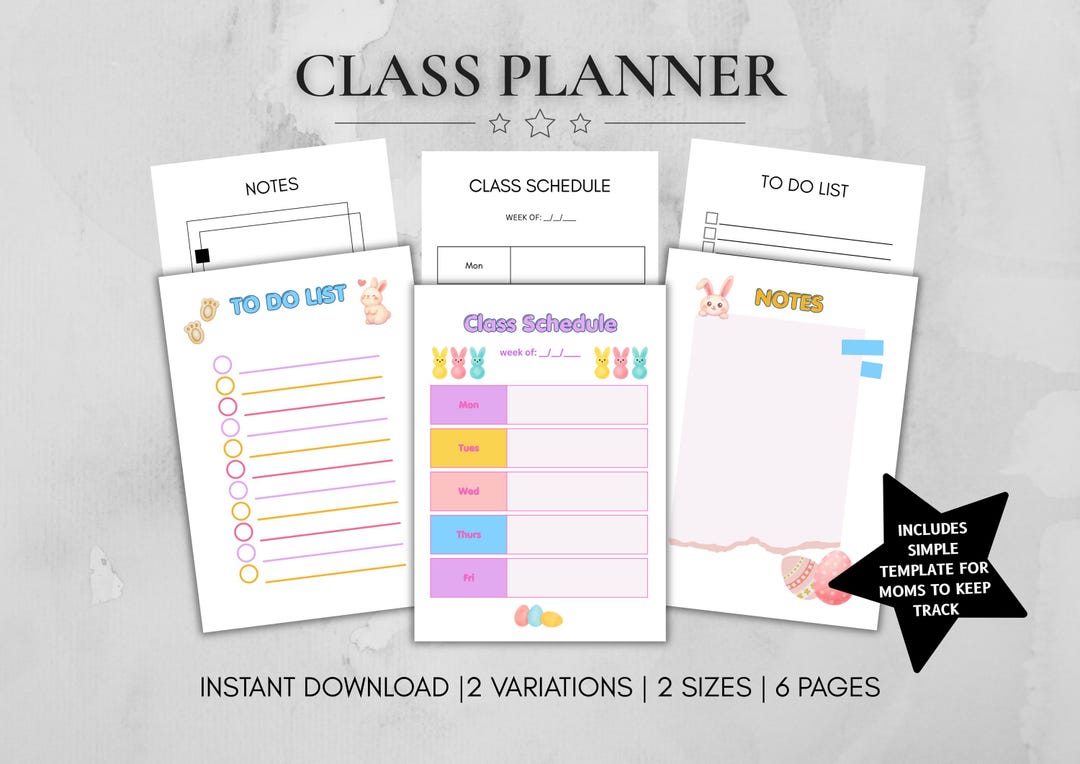 Kids Class Planner Printable Homeschool Daily Schedule Routine Chart ...