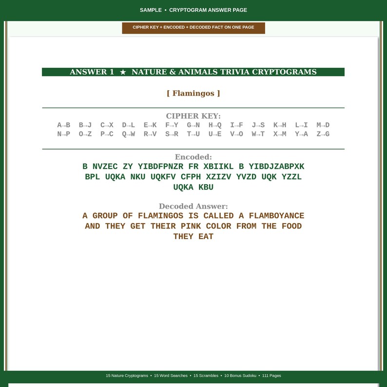 Nature & Animals Word Search Puzzle Book Printable | Cryptograms Word ...