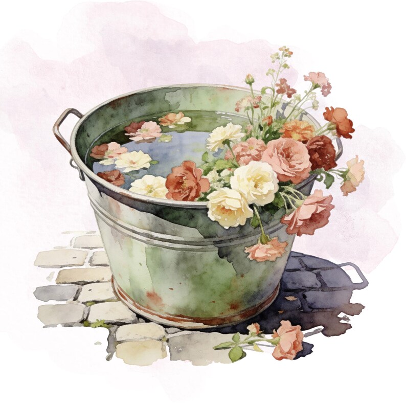 Watercolor Farmers Market Clipart Collection, Rustic Flower Designs ...