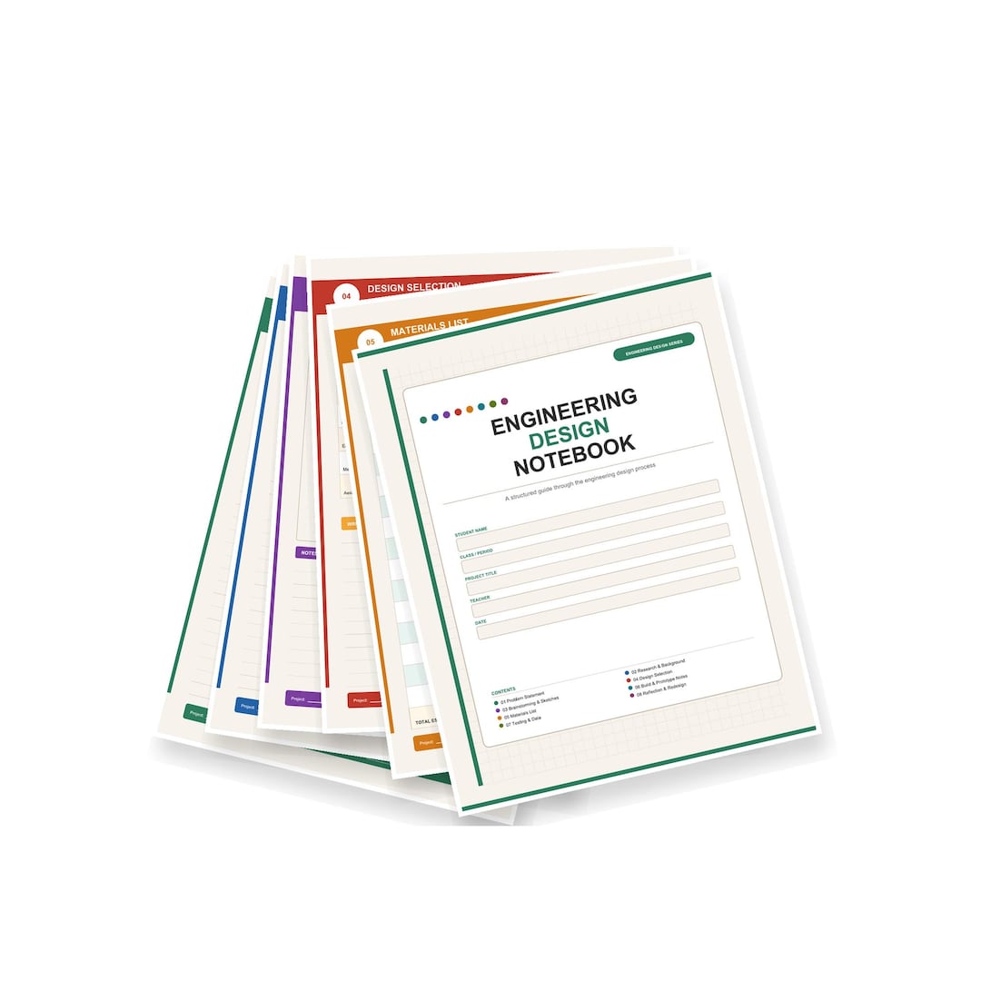 Engineering Design Notebook | STEM Project Journal, Student Workbook ...
