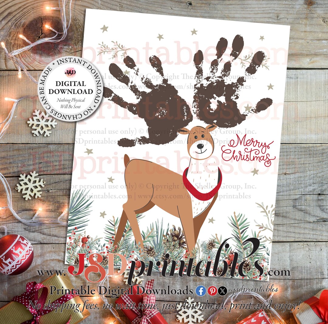 Merry Christmas Reindeer Christmas Gift, Handprint Keepsake, Handprint ...
