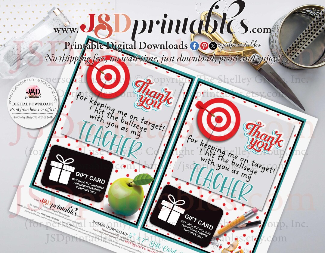 Thank You for Keeping Me on Target Gift Card Holder for Teachers Gift ...