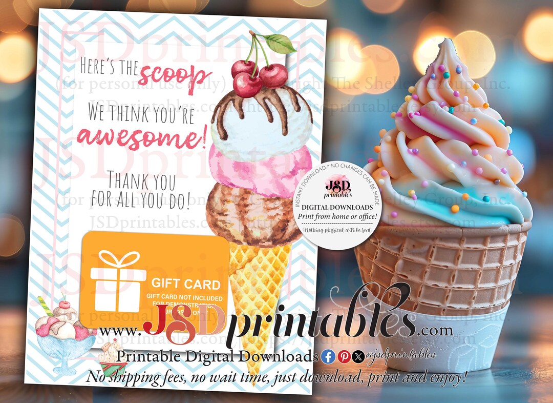 Ice Cream Gift Tags for Ice Cream Store Teacher Tags for Friend Ice ...