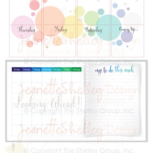 Peek at the Week Set weekly/daily Calendar or - Etsy