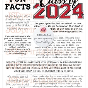 2024 Graduation Fun Facts V2 High School Graduation Party Decoration ...