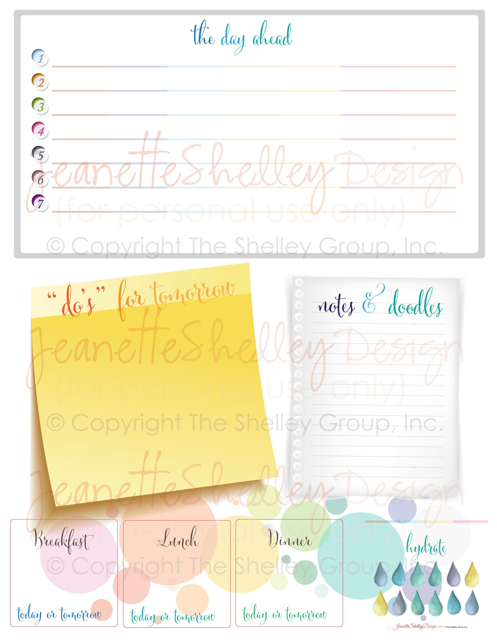 Peek at the Week Set weekly/daily Calendar or - Etsy