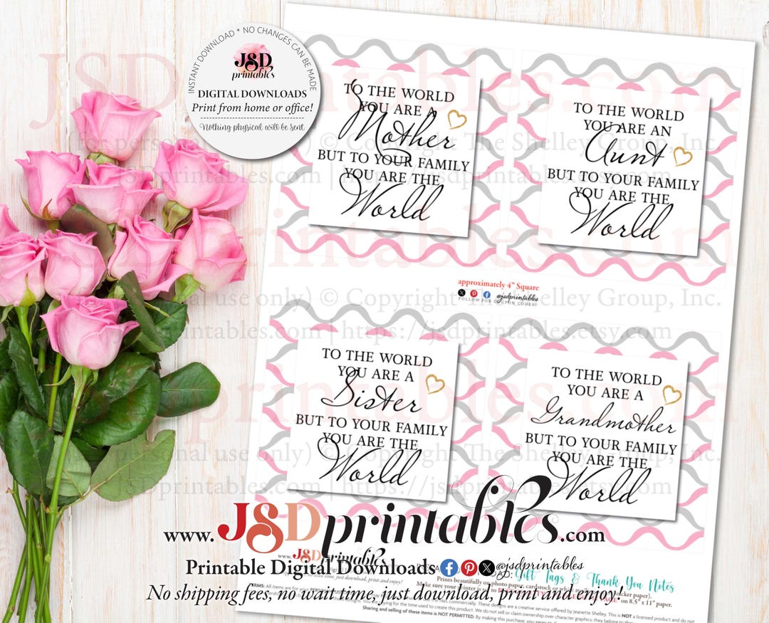 To the World Mother's Gift Tag for Mom, Grandmother Gift Tag for ...