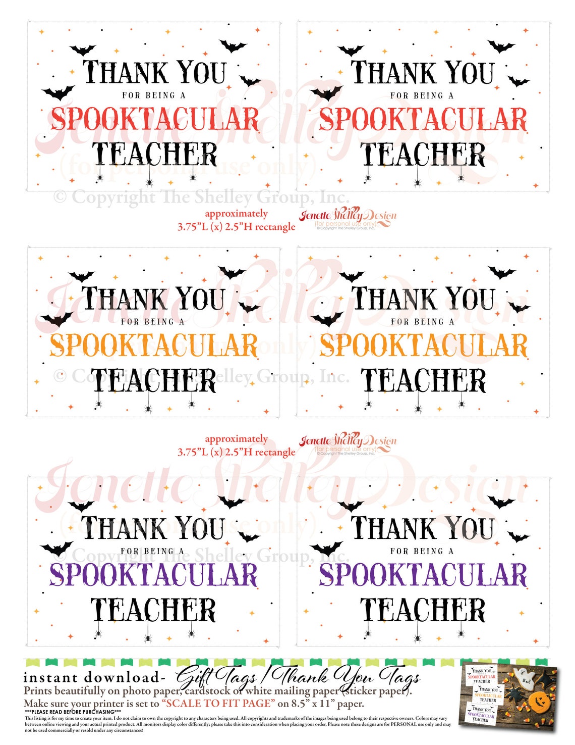 Spooktacular Teacher halloween Gift Tagsfall-instant - Etsy