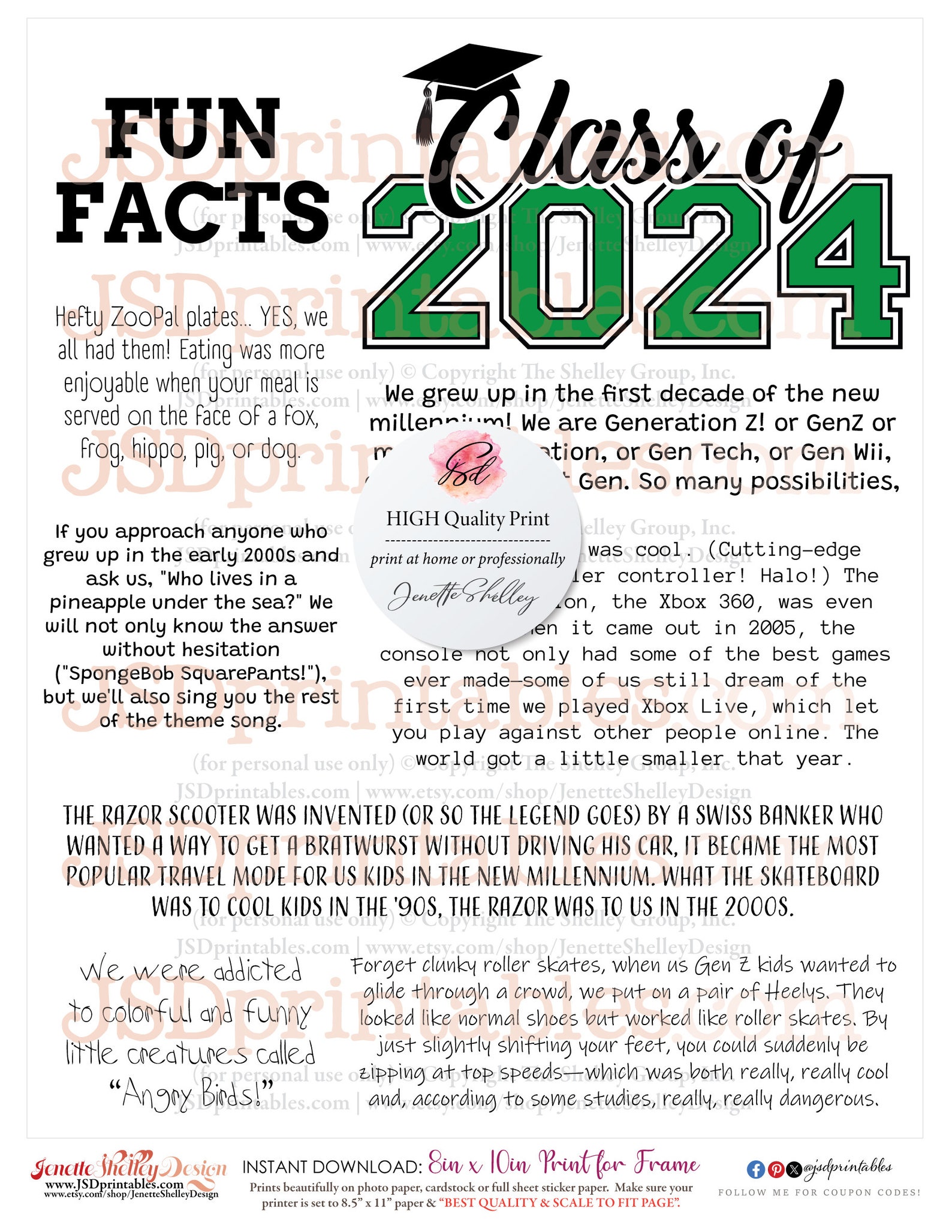 2024 Graduation Fun Facts V2 High School Graduation Party Decoration ...