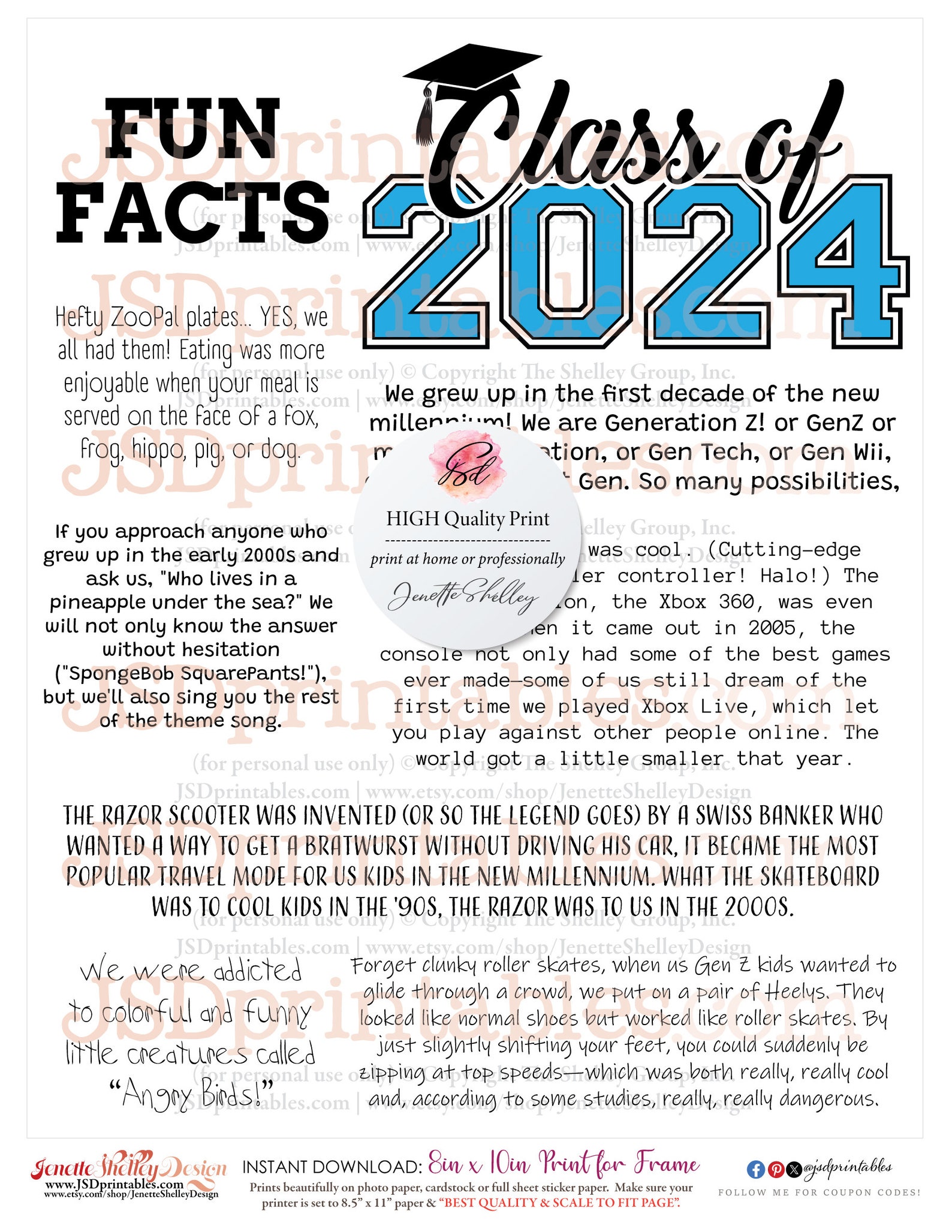 2024 Graduation Fun Facts V2 High School Graduation Party Decoration ...