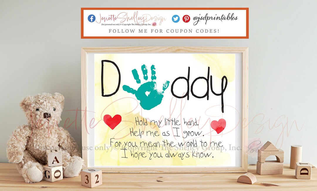 Daddy Hold My Hand Yellow Watercolor Add Your Own Handprint Etsy