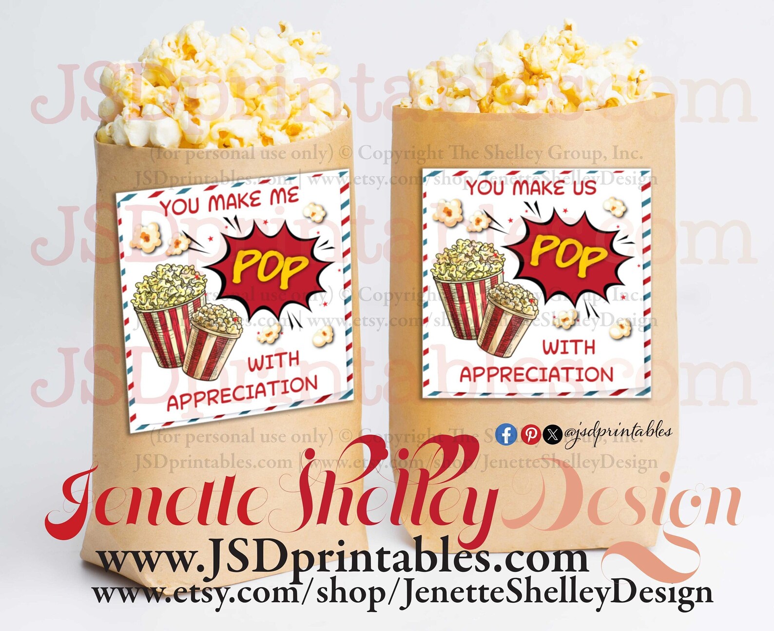 Pop With Appreciation Gift Tags for Popcorn Gift Tags for Teacher ...