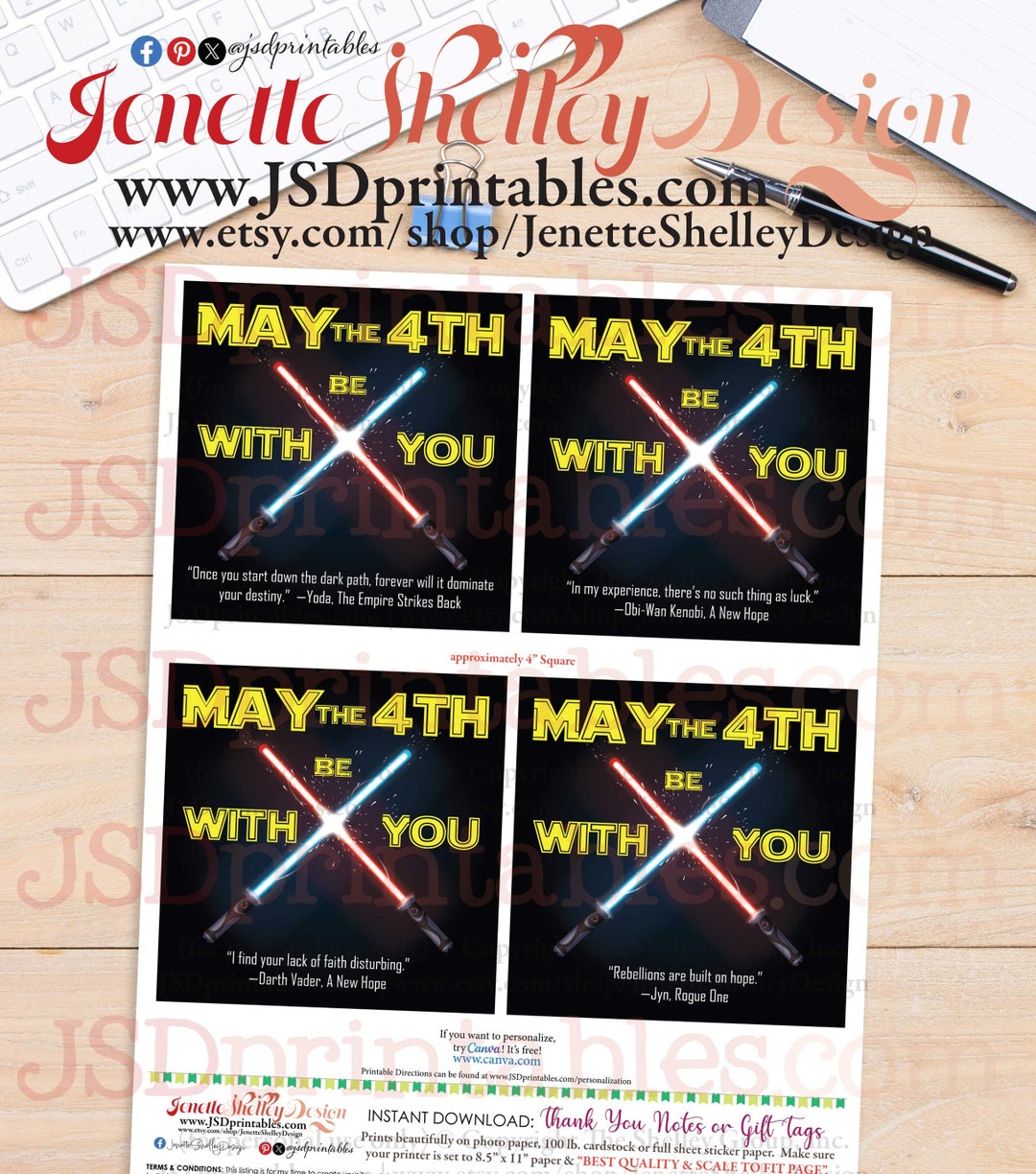 May the 4th Be With You Gift Tag for Star Wars Day Gift Tag for May 4 ...
