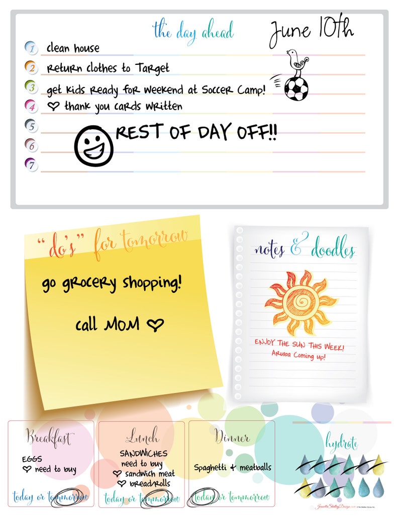 Peek at the Week Set weekly/daily Calendar or - Etsy