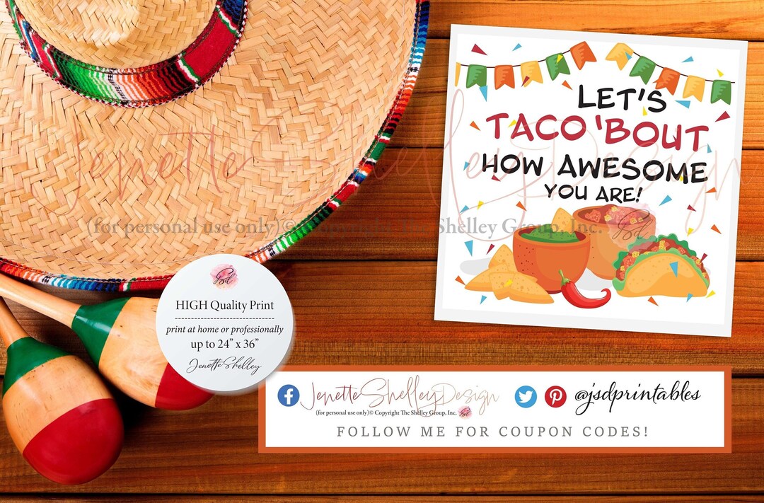 Taco Gift Tag Printable Gift Tags Digital Gift Tags Custom - Etsy