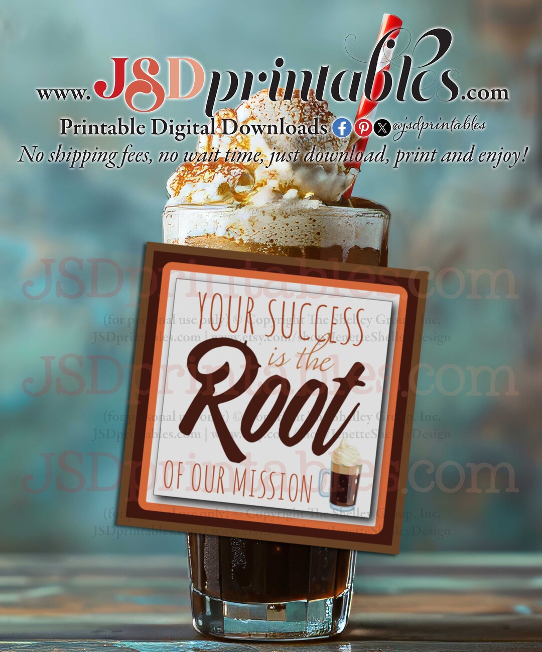 Soda Gift Tag Root Beer Tag for Office, Success is ROOT of Mission ...