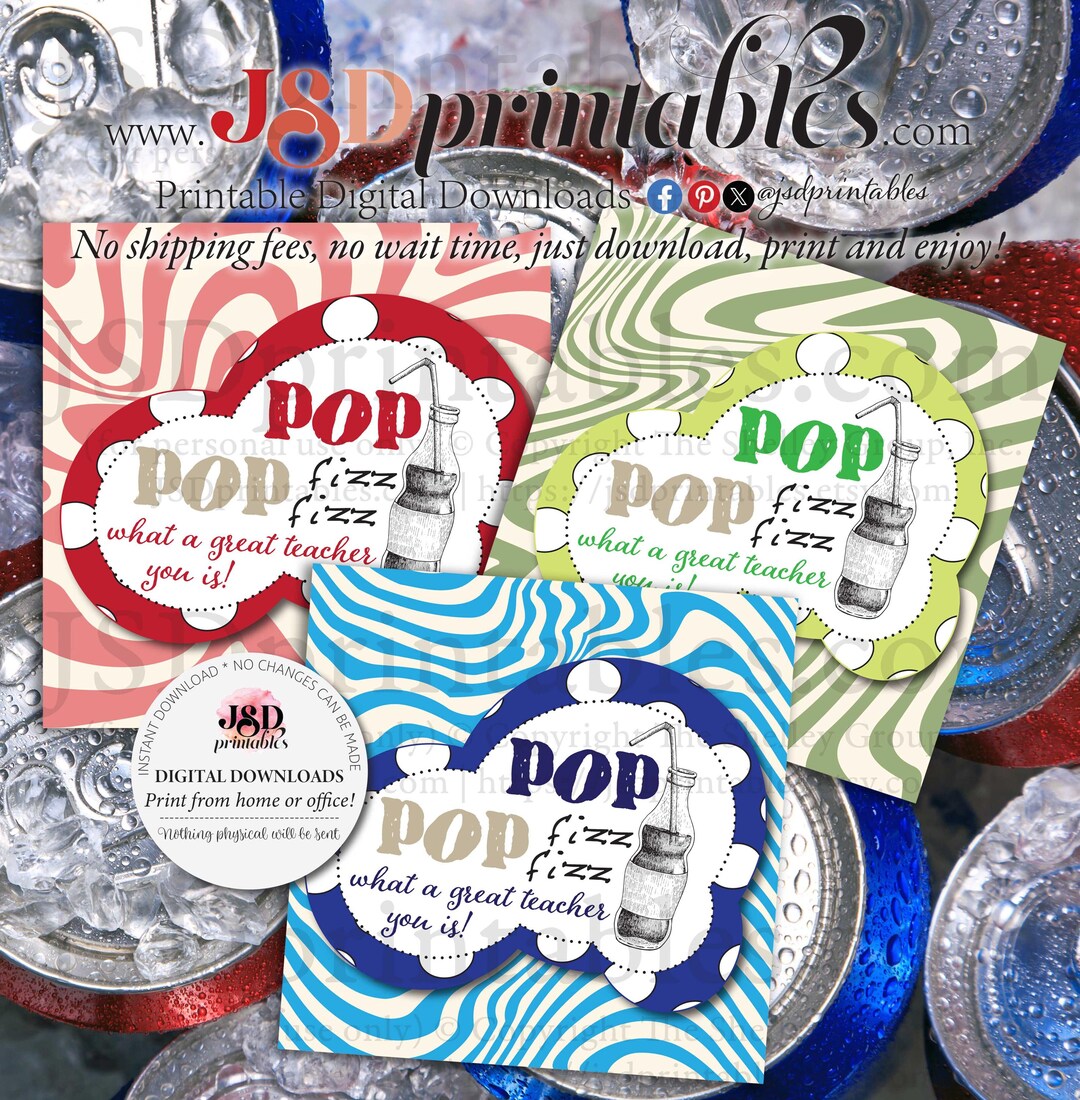 Soda Gift Tags for Soda Pop Gift Tags Soda Theme Gift Tags for School ...