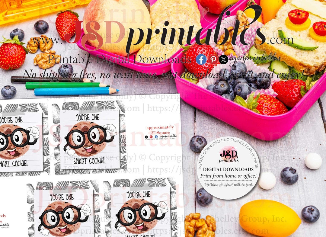 You Are One Smart Cookie Gift Tag for Lunch Box Notes for School Cookie ...