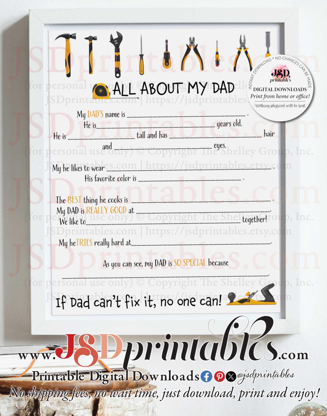 All About My Dad Gift for Birthday Gift for Dad Fathers Day Keepsake ...