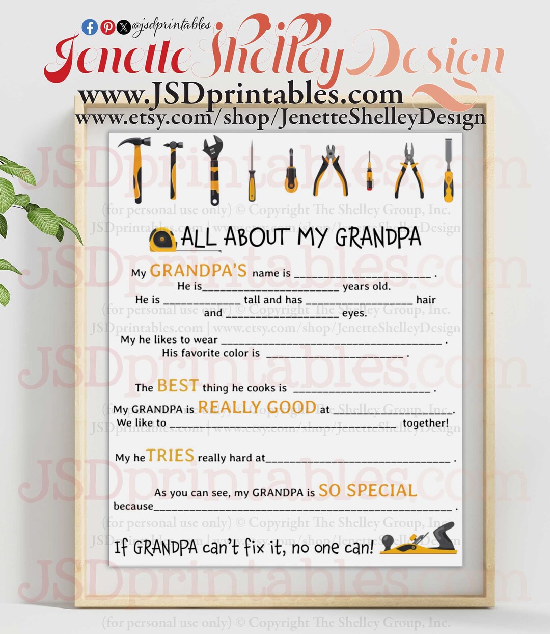 All About My Grandpa Gift for Birthday Gift for Fathers Day Keepsake ...